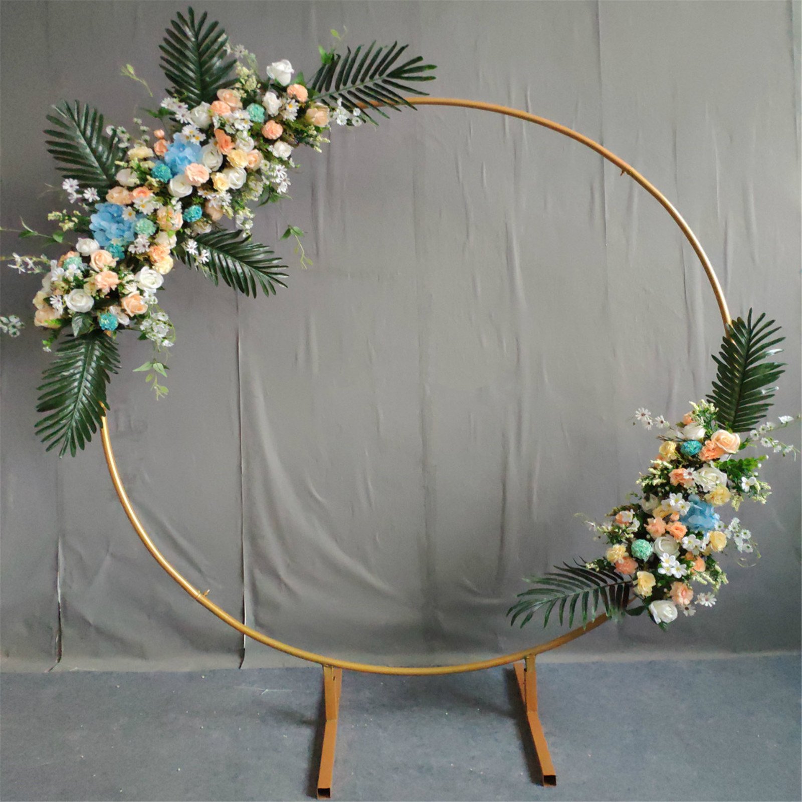 2M Gold Hoop Round Circle Backdrop Metal Arch Stand Frame Wedding Props ...
