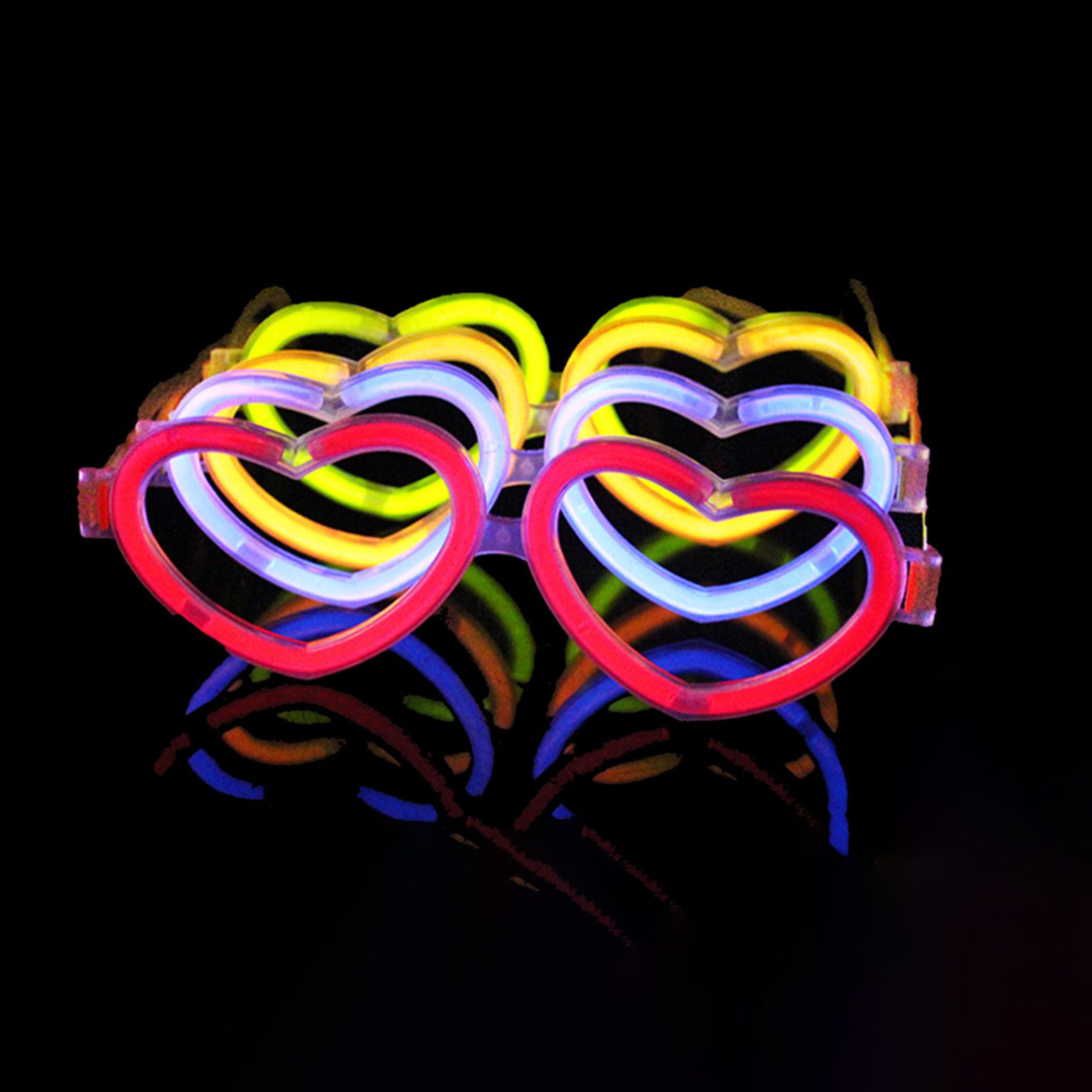 Up 100pcs Multi Color glow sticks heart shaped glasses Light Party Glow ...
