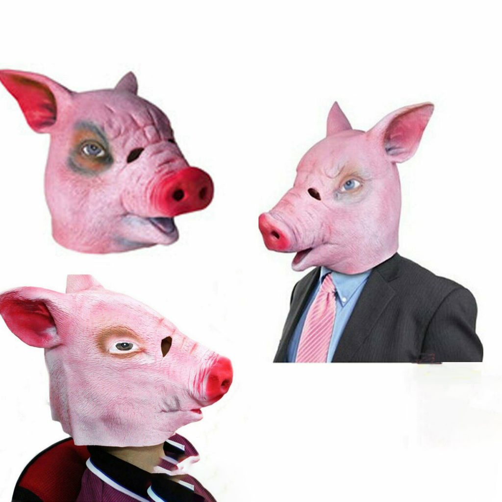 Pig Head Mask Creepy Animal Halloween Costume Theater Prop Latex ...