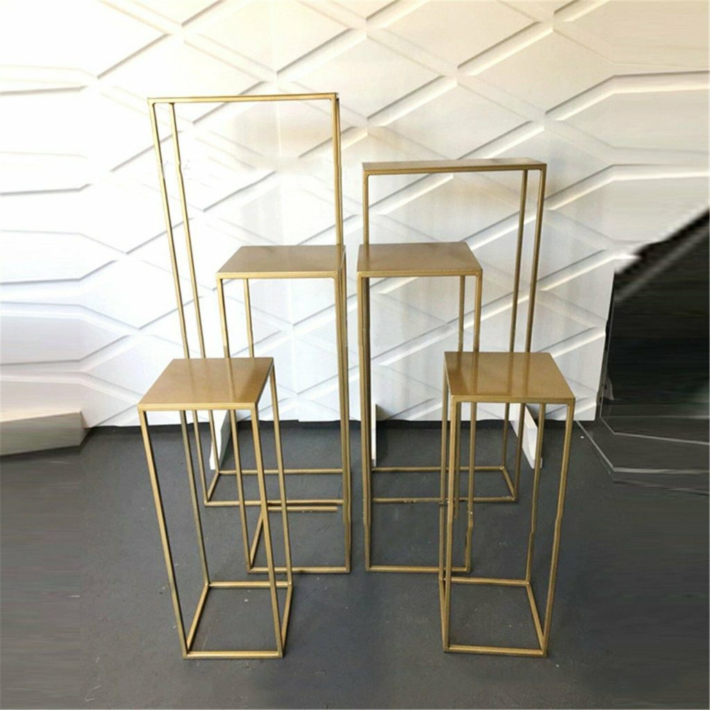 3pcs Gold Plinth Stand Iron Wedding Props Display Flower Frame ...