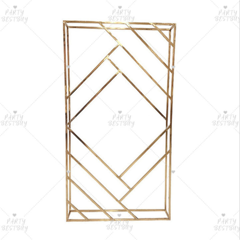 2m x1m Glossy Gold Geometric Rectangle Backdrop Flower Stand Frame Wall ...