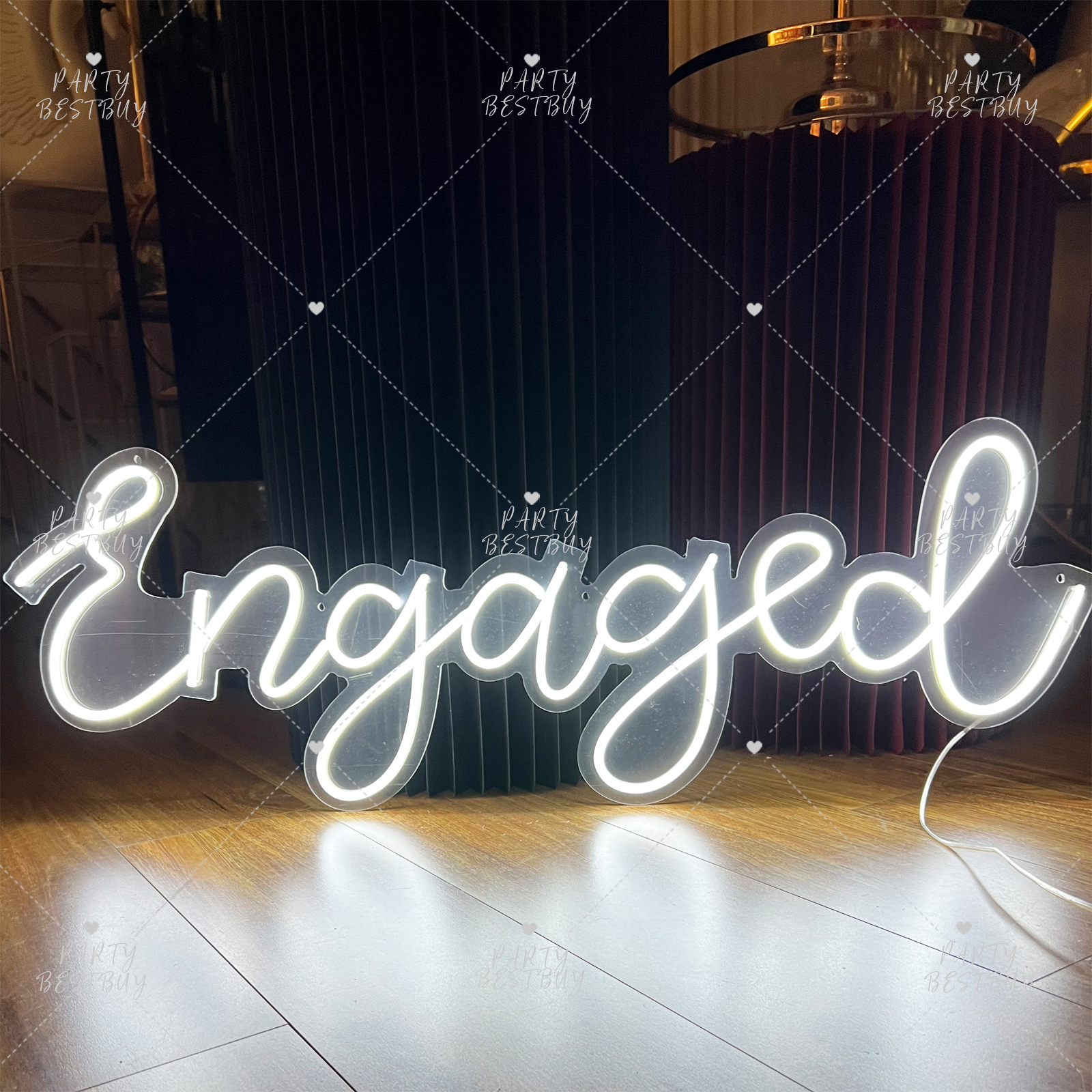 90x28cm Warm White Engaged LED Neon Lights Sign Board Acrylic Party ...
