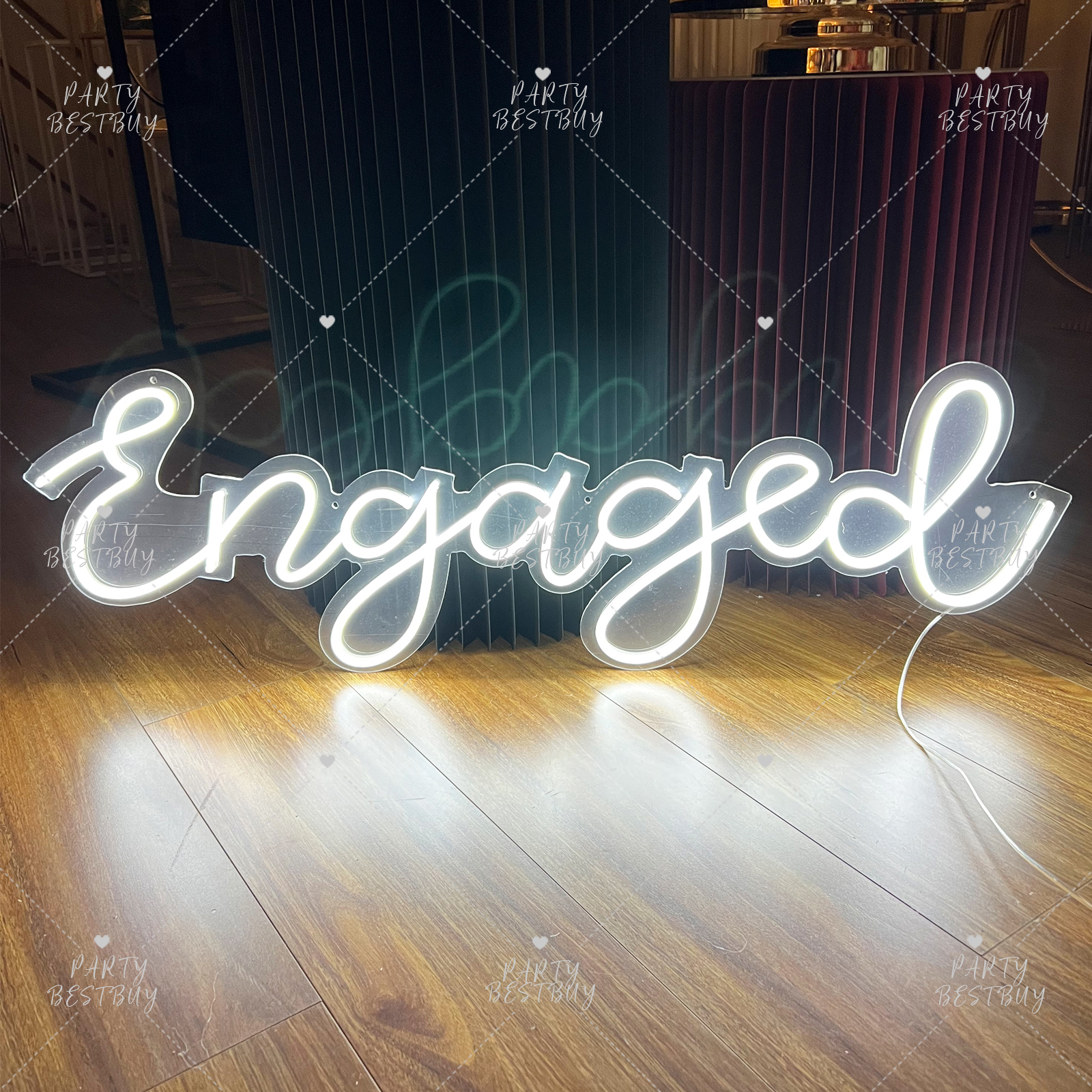 90x28cm Bright White Engaged LED Neon Lights Sign Board Acrylic Party ...