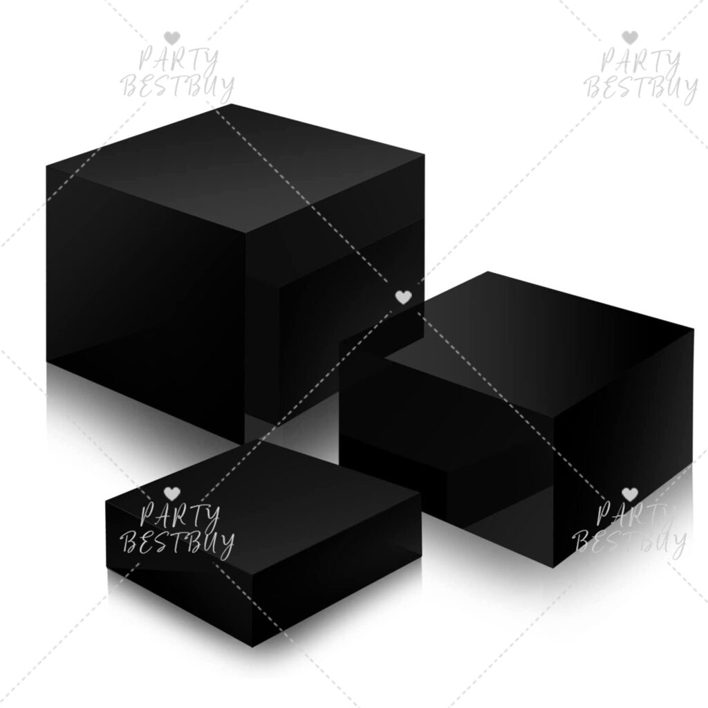 3x Acrylic Display Risers Boxes Cubes 5 Sided with Hollow Bottoms for ...